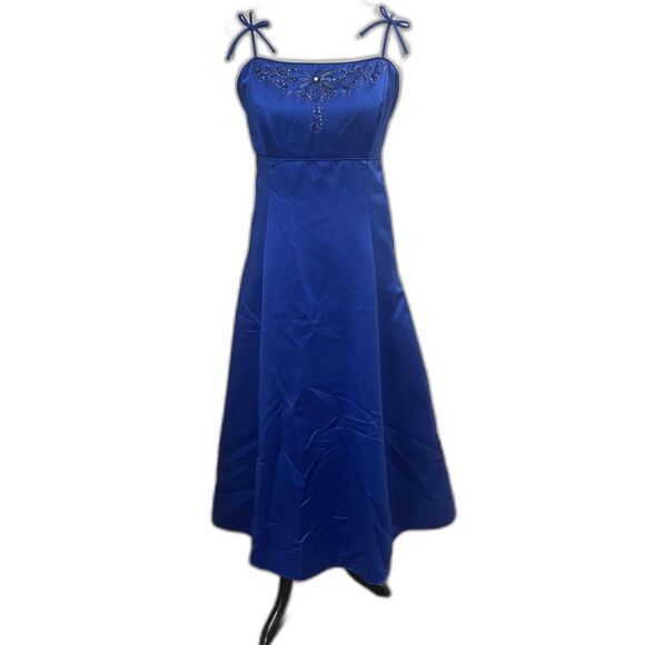 Alfred Angelo | Dresses | Vtg 8s Royal Blue Sequin Aline Midi Dress ...